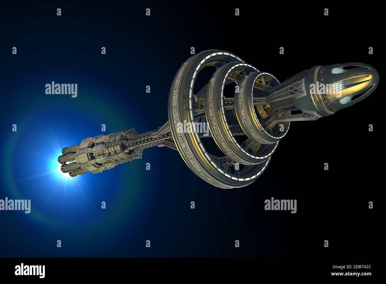 3D interstellar starship with afterburner propulsion jets for ...