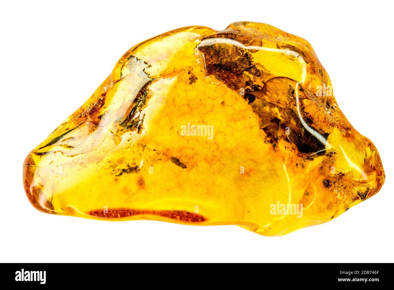 Amber with inclusions in a macro cut out on white background Stock ...