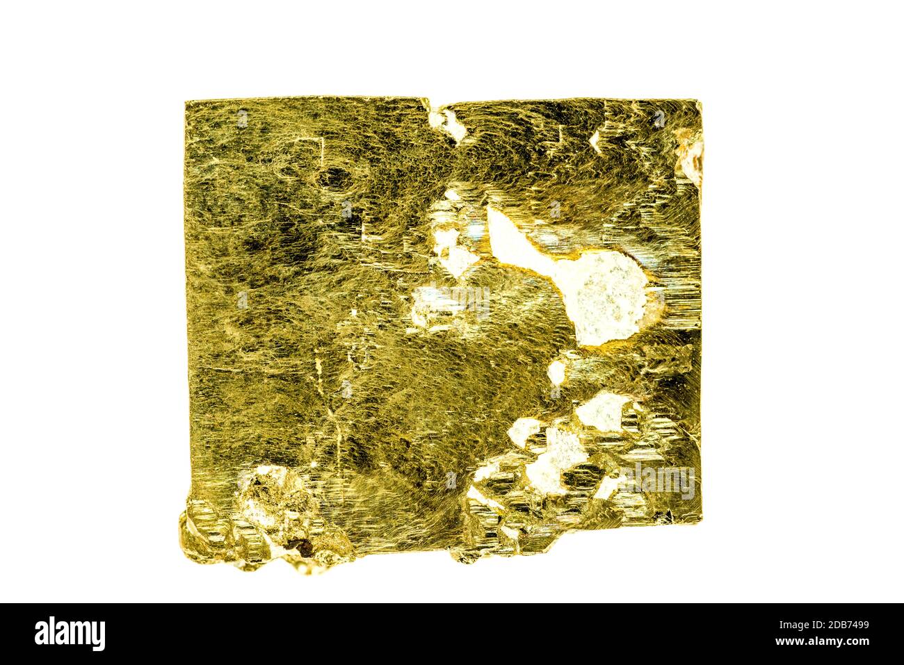 Pyrite gemstone cut out on white background Stock Photo - Alamy