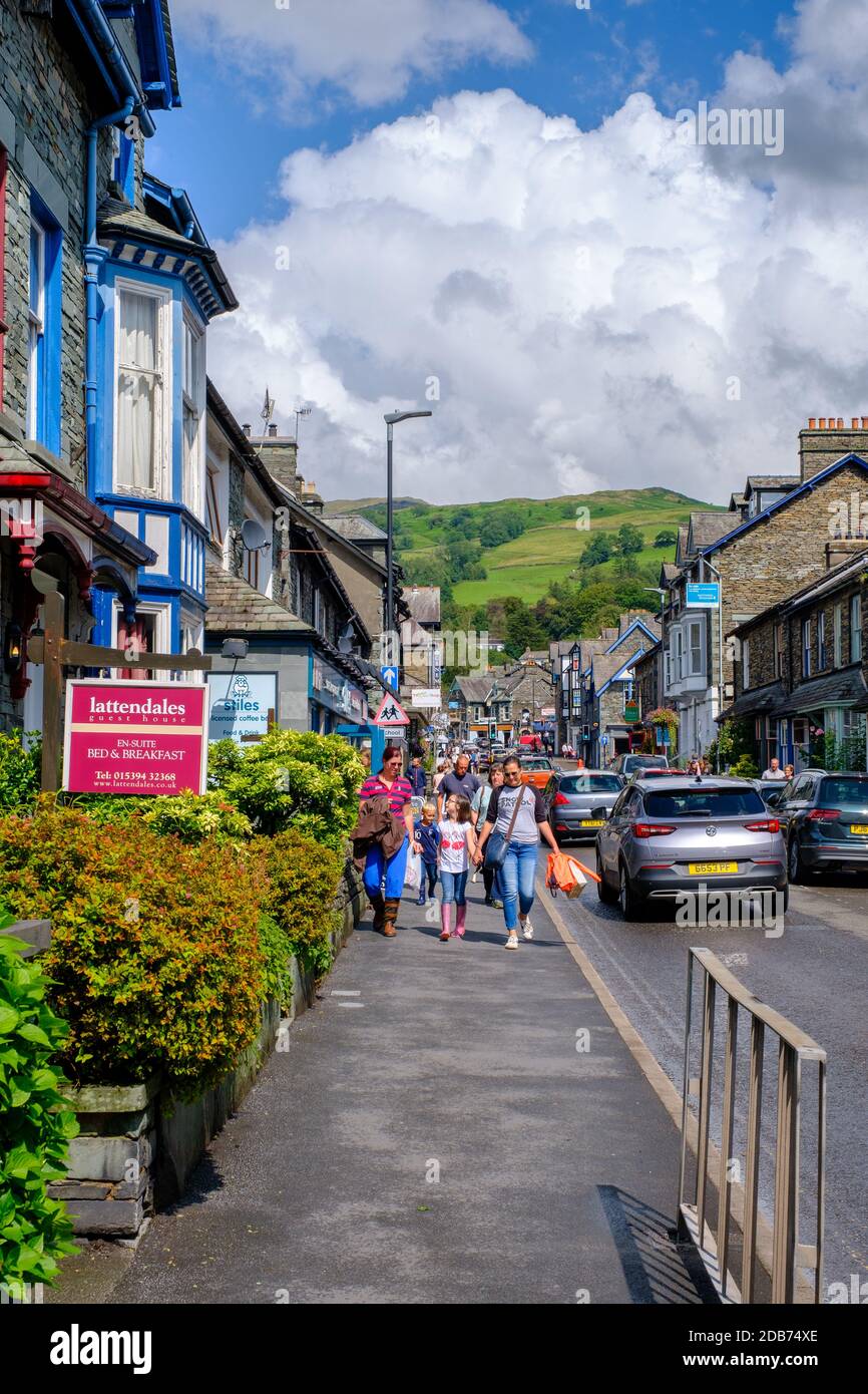 The colorful village of Ambleside on the picturesque Lake District in ...
