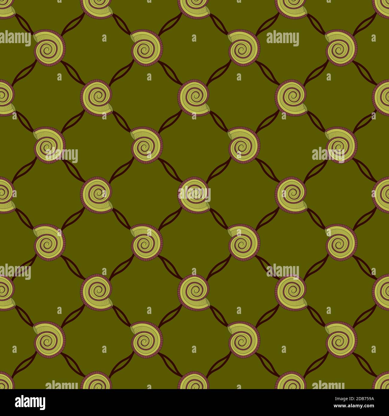 Seamless pattern with seashells. Geometric background in green ...