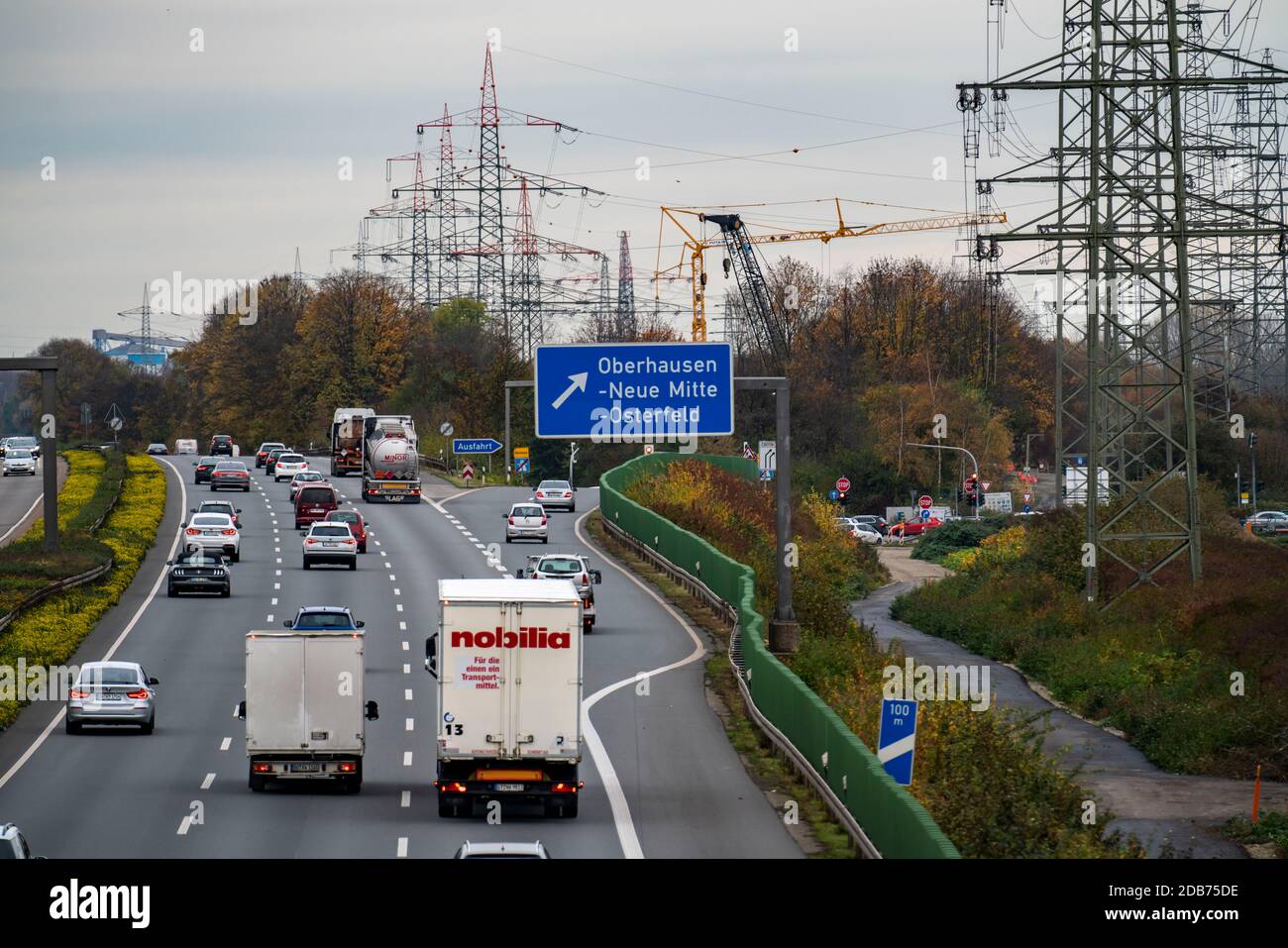 A42 motorway, Emscherschnellweg, at the highway exit of the Neue Mitte ...
