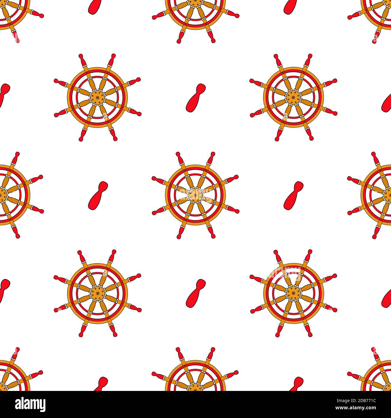 Pattern for a boy. Marine theme. Steering wheel of the ship on a white ...
