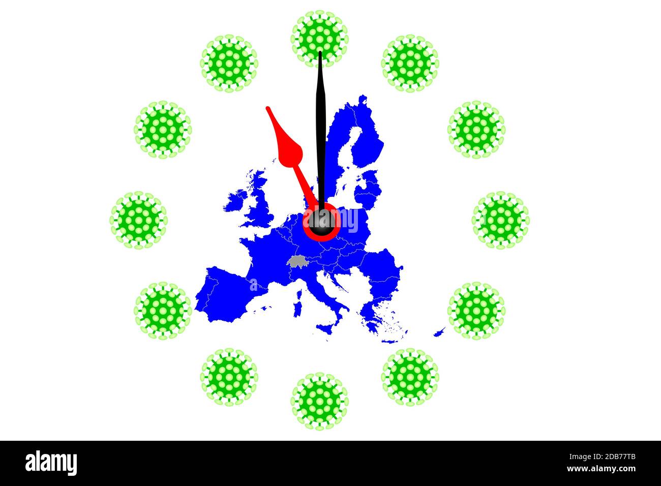 COVID-19 Virus Map from Europe with Clock Stock Photo - Alamy