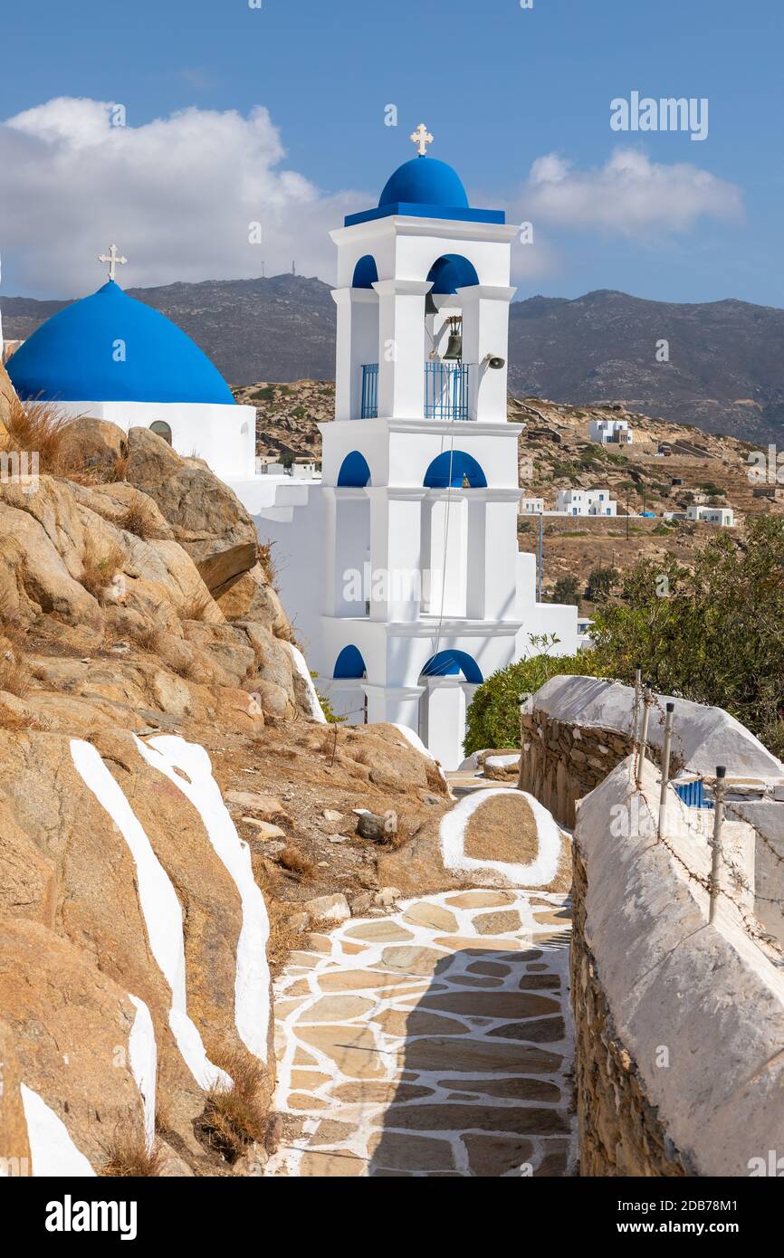 Chora, Ios Island, Greece- 20 September 2020: View of the Church of ...