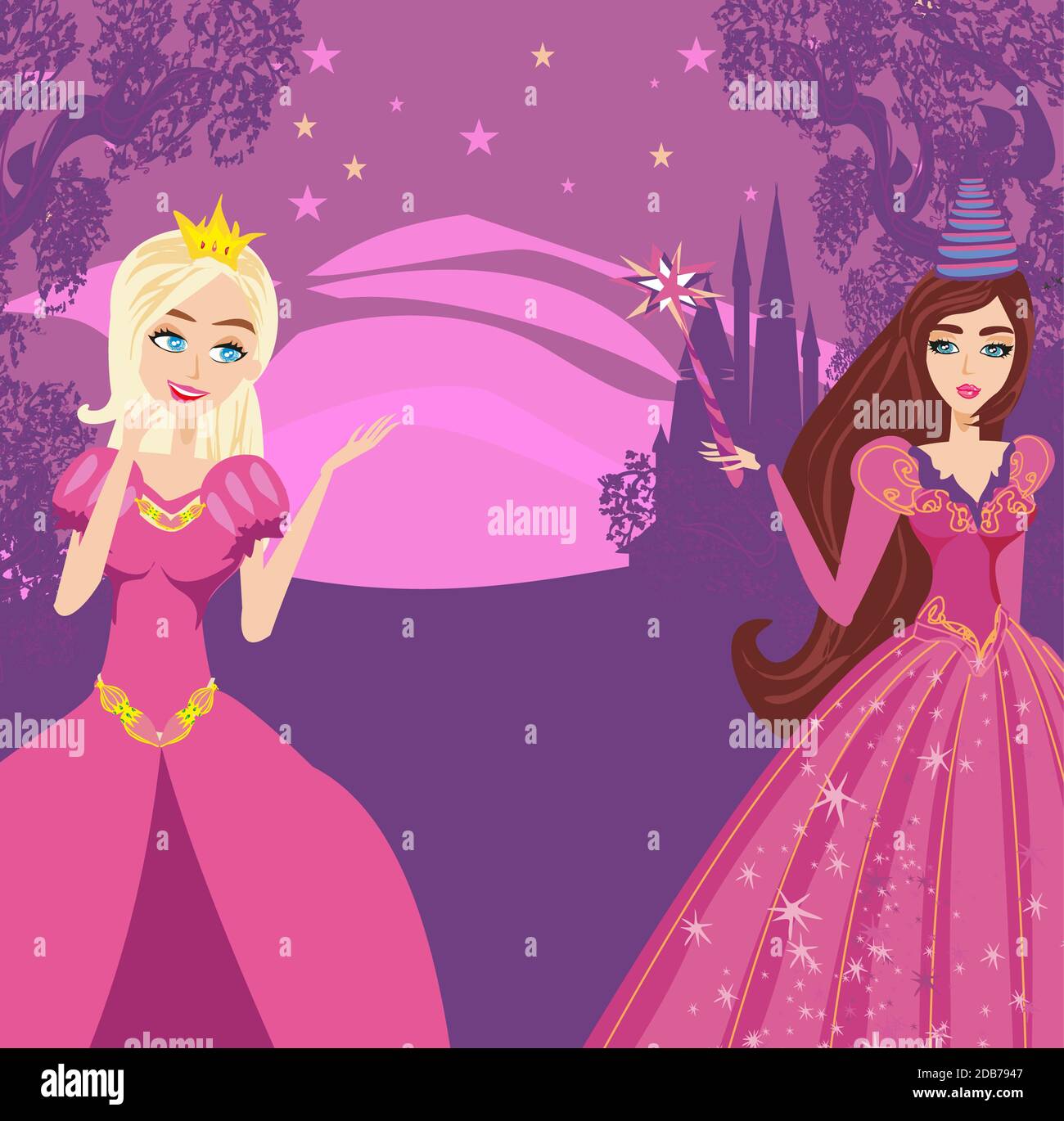 Beautiful fairy with magic wand in the night Stock Photo - Alamy