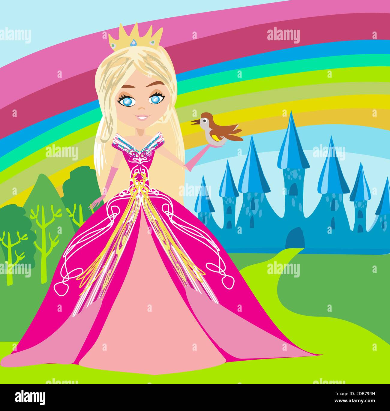Princess with bird Stock Photo - Alamy