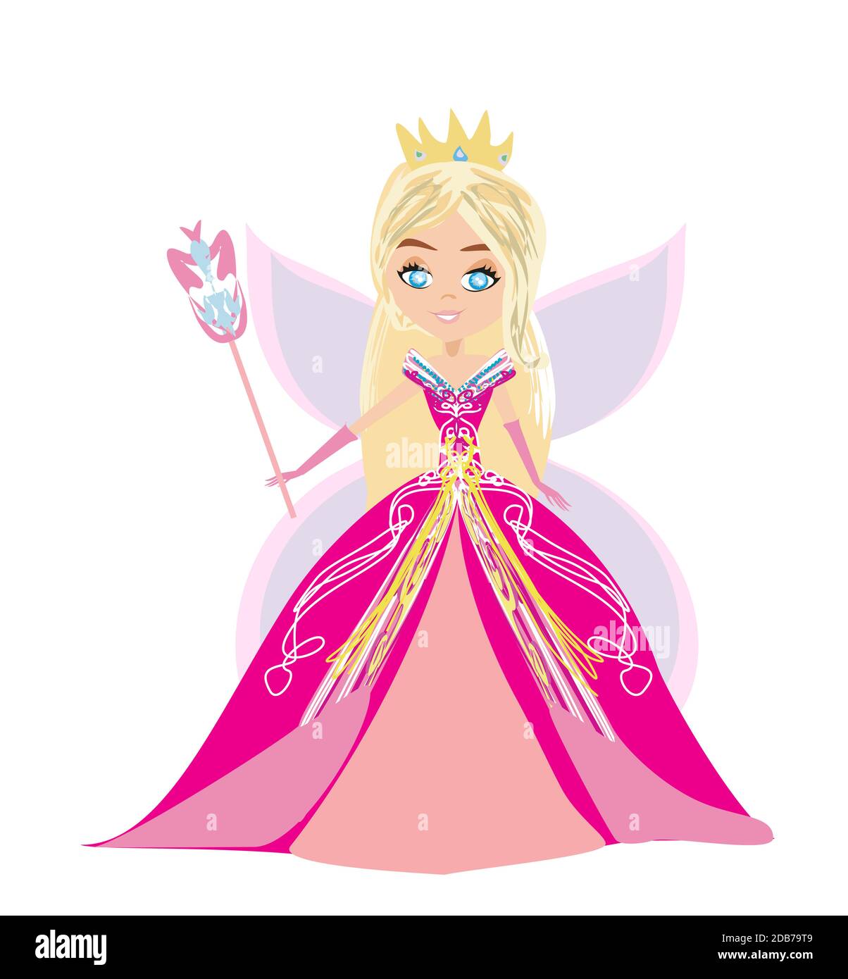 Beautiful fairy with magic wand - isolated illustration Stock Photo - Alamy