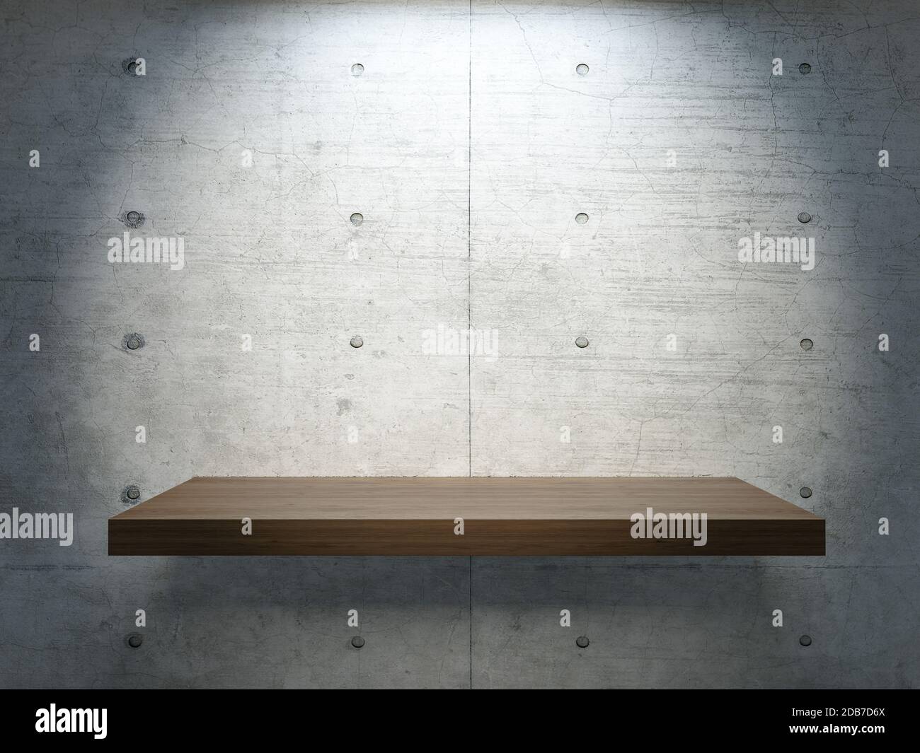 wooden stand under spot light with concrete wall for mock up Stock ...