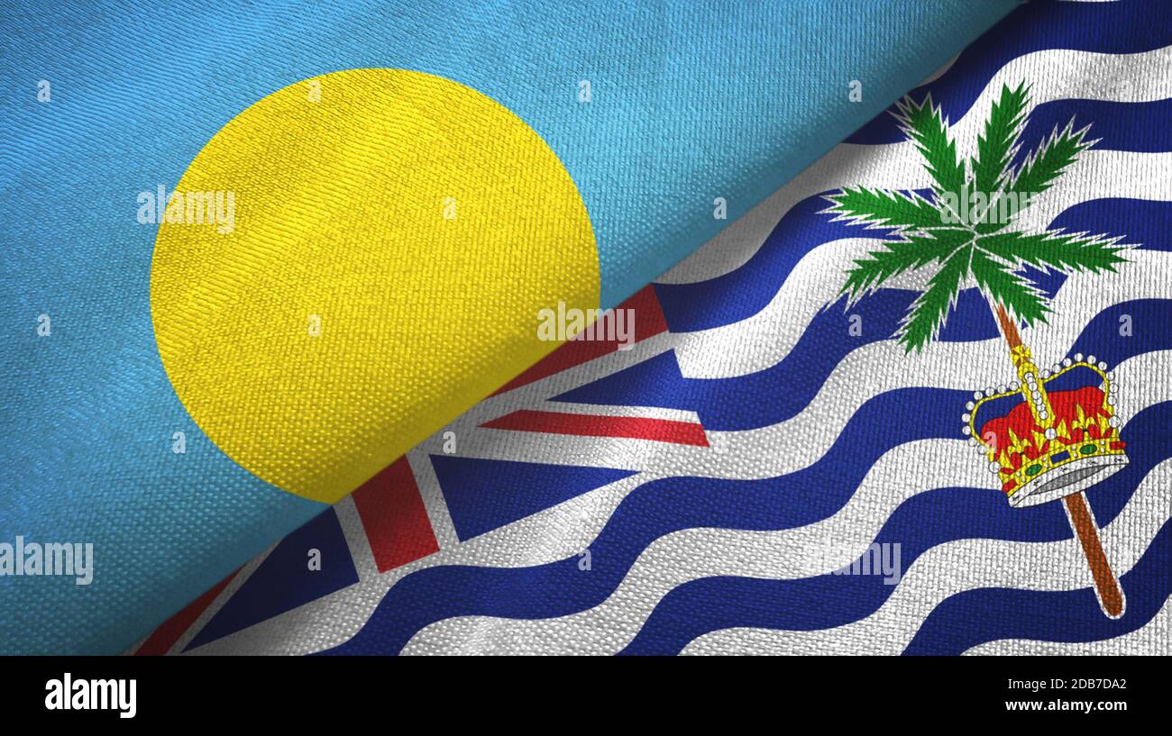 Palau and British Indian Territory two flags textile cloth, fabric ...