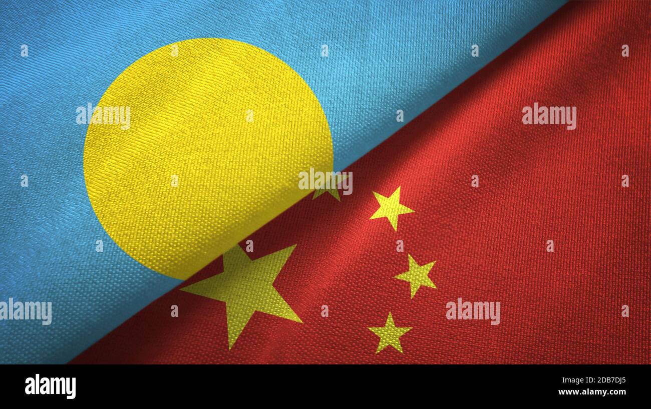 Palau and China two flags textile cloth, fabric texture Stock Photo - Alamy
