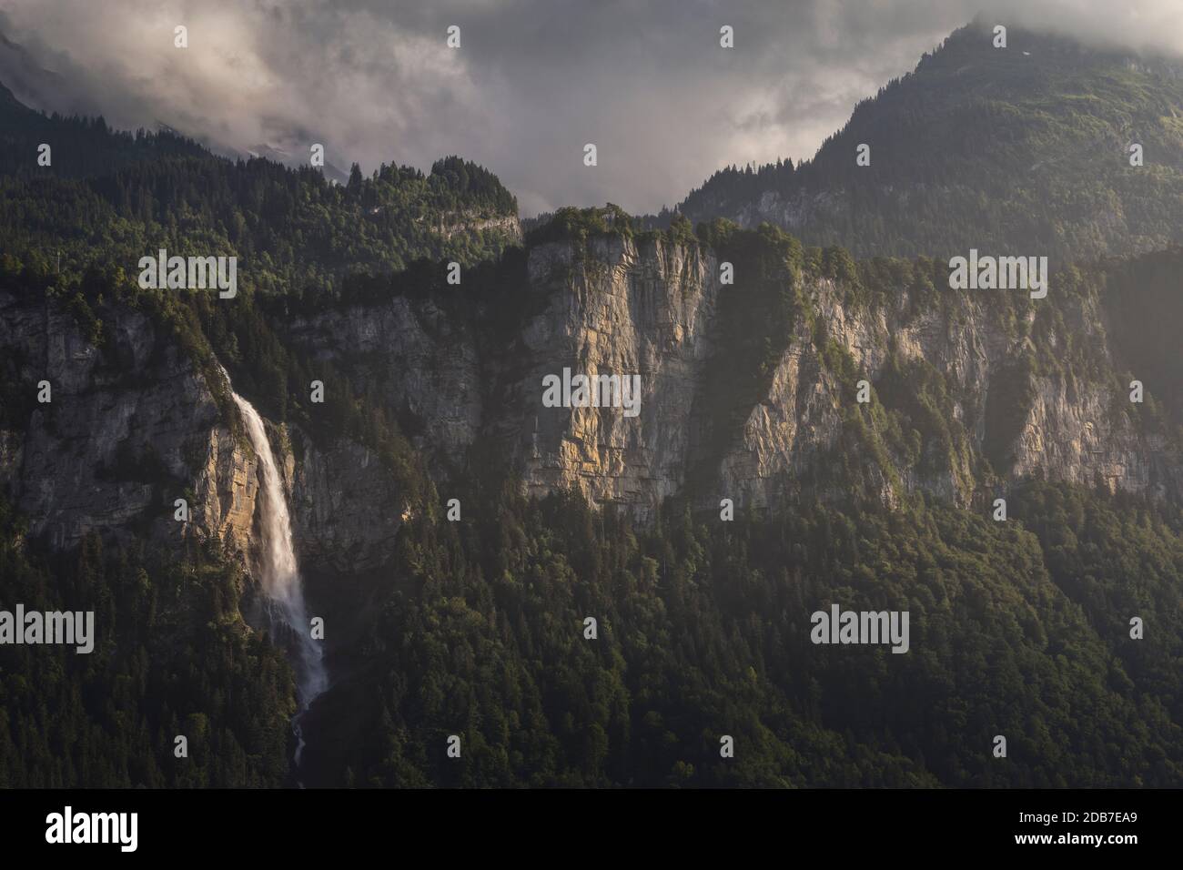 Mountainside with waterfall, Meiringen, Bern, Switzerland Stock Photo ...
