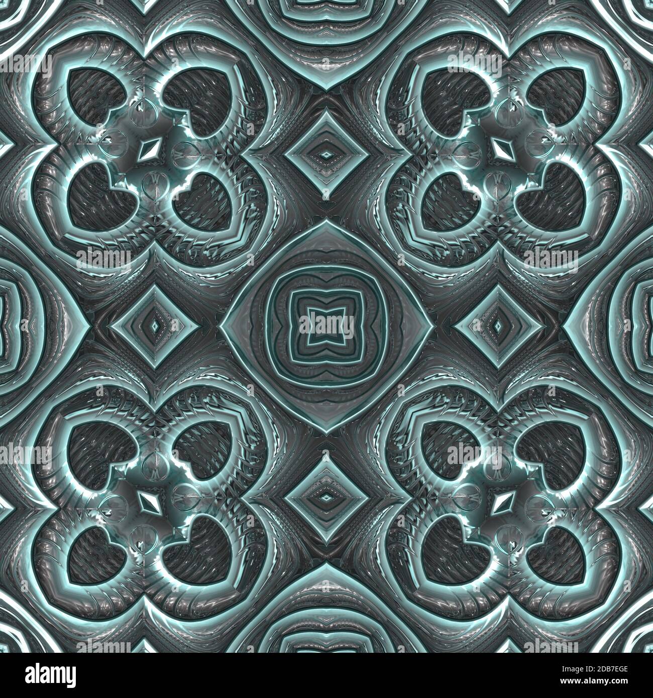 elegant seamless repeating pattern tile with a glossy teal and silver ...