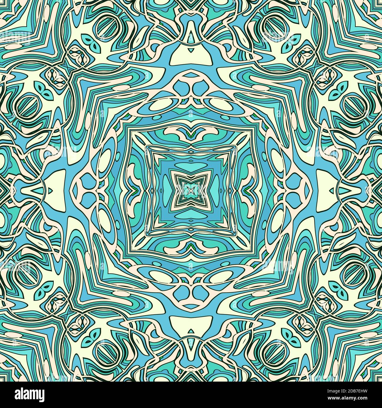pastel blue and teal seamless repeating pattern tile in a symmetrical ...