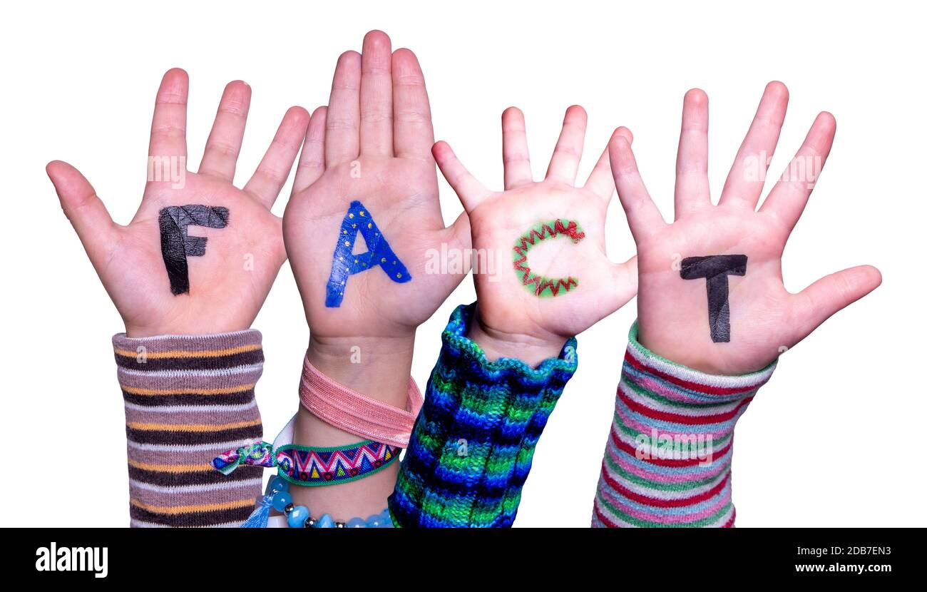 Children Hands Building Colorful English Word Fact. White Isolated ...