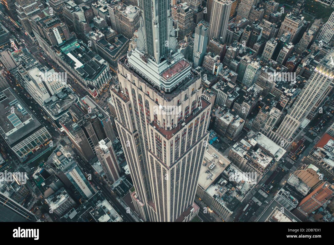 Breathtaking Aerial View of Empire State Building at in Manhattan, New York City surrounded by ...