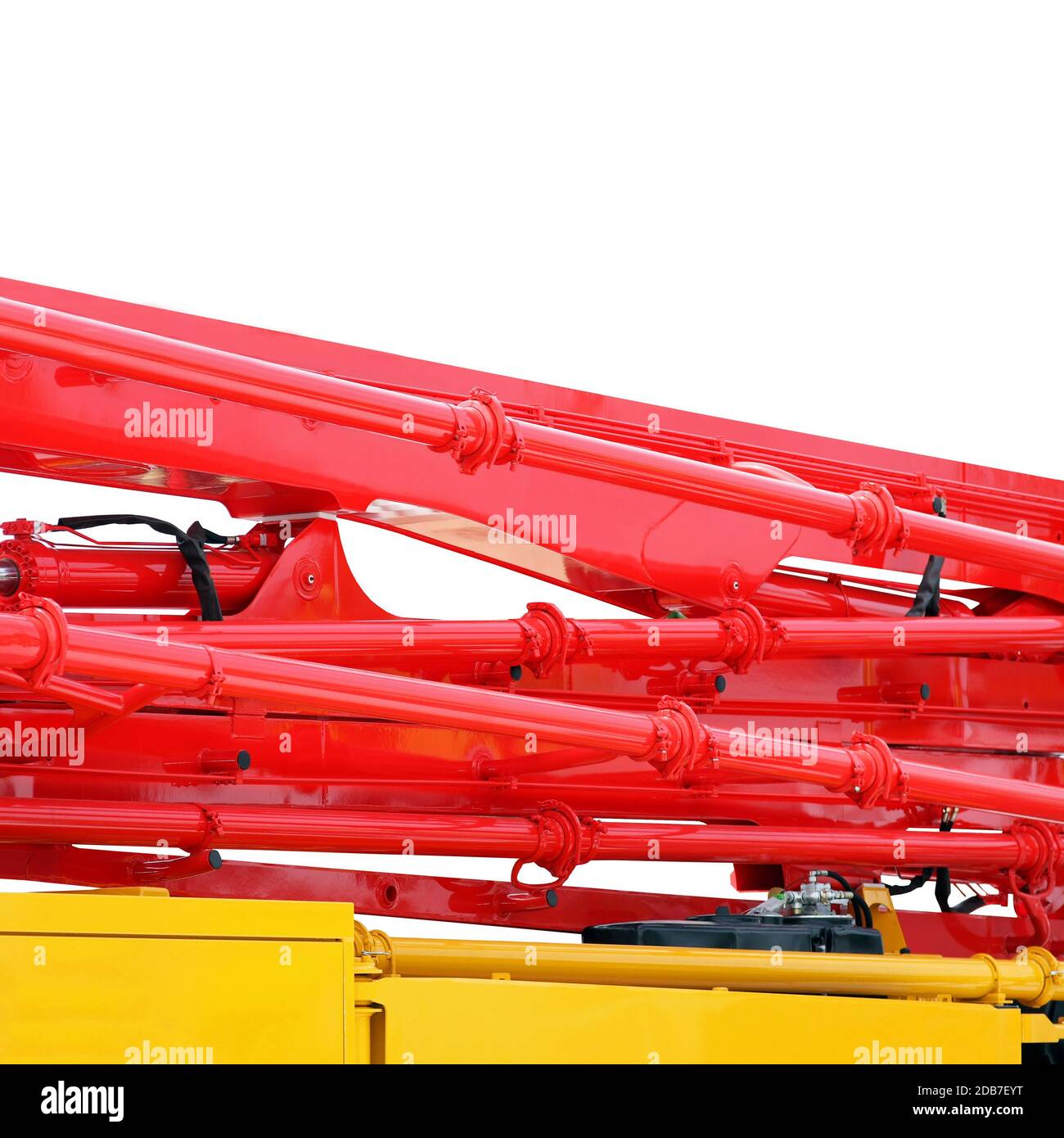 Red pipes with pump for construction industry Stock Photo - Alamy