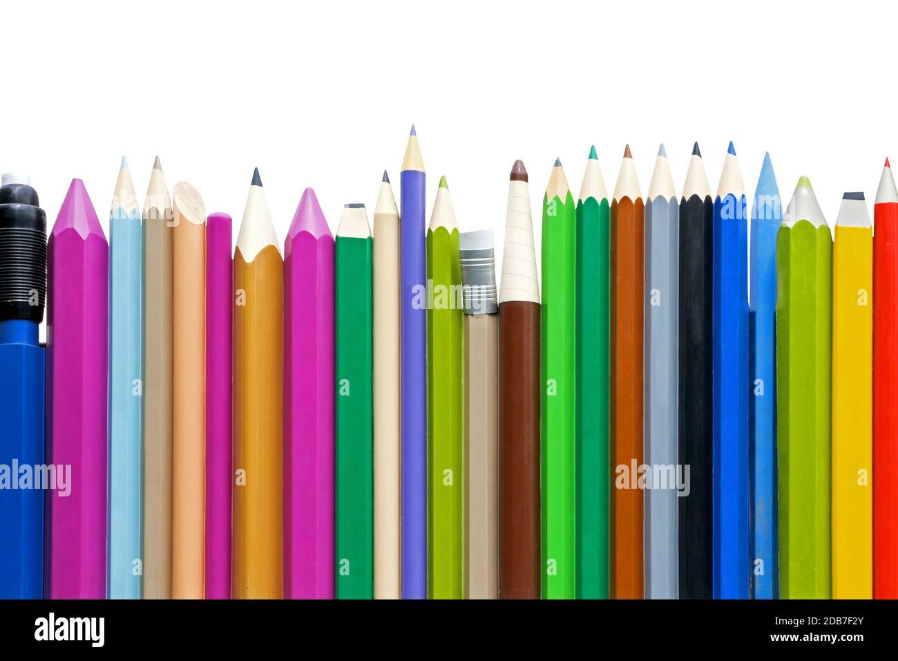 Colorful and vibrant pencils in row isolated Stock Photo - Alamy