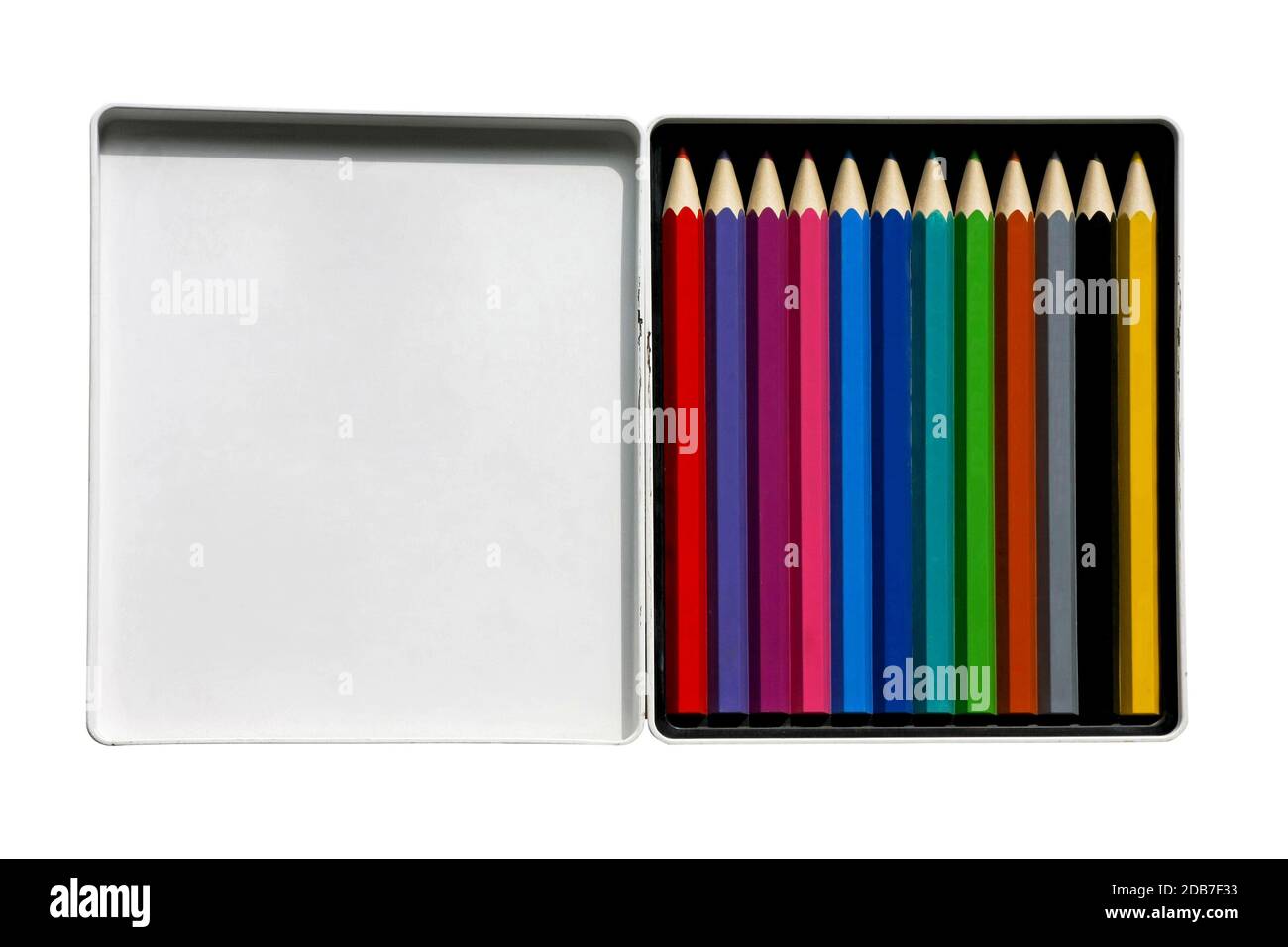 Pencil in rainbow colors in box isolated Stock Photo - Alamy