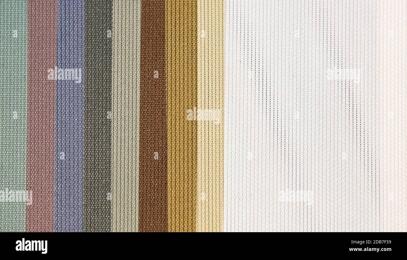 Color palette samples of plastic fabric materials Stock Photo - Alamy