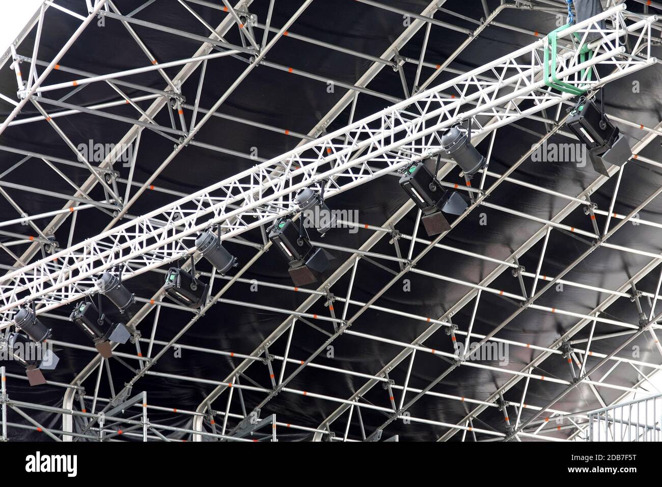 Ceiling reflectors light with construction for stage Stock Photo - Alamy
