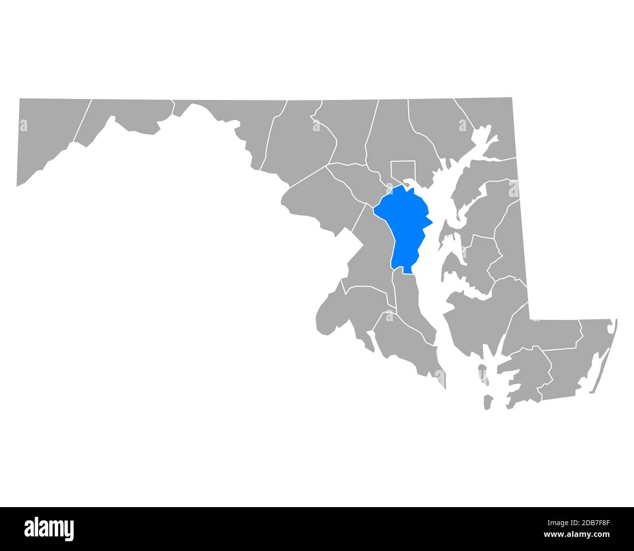 Map of Anne Arundel in Maryland Stock Photo - Alamy