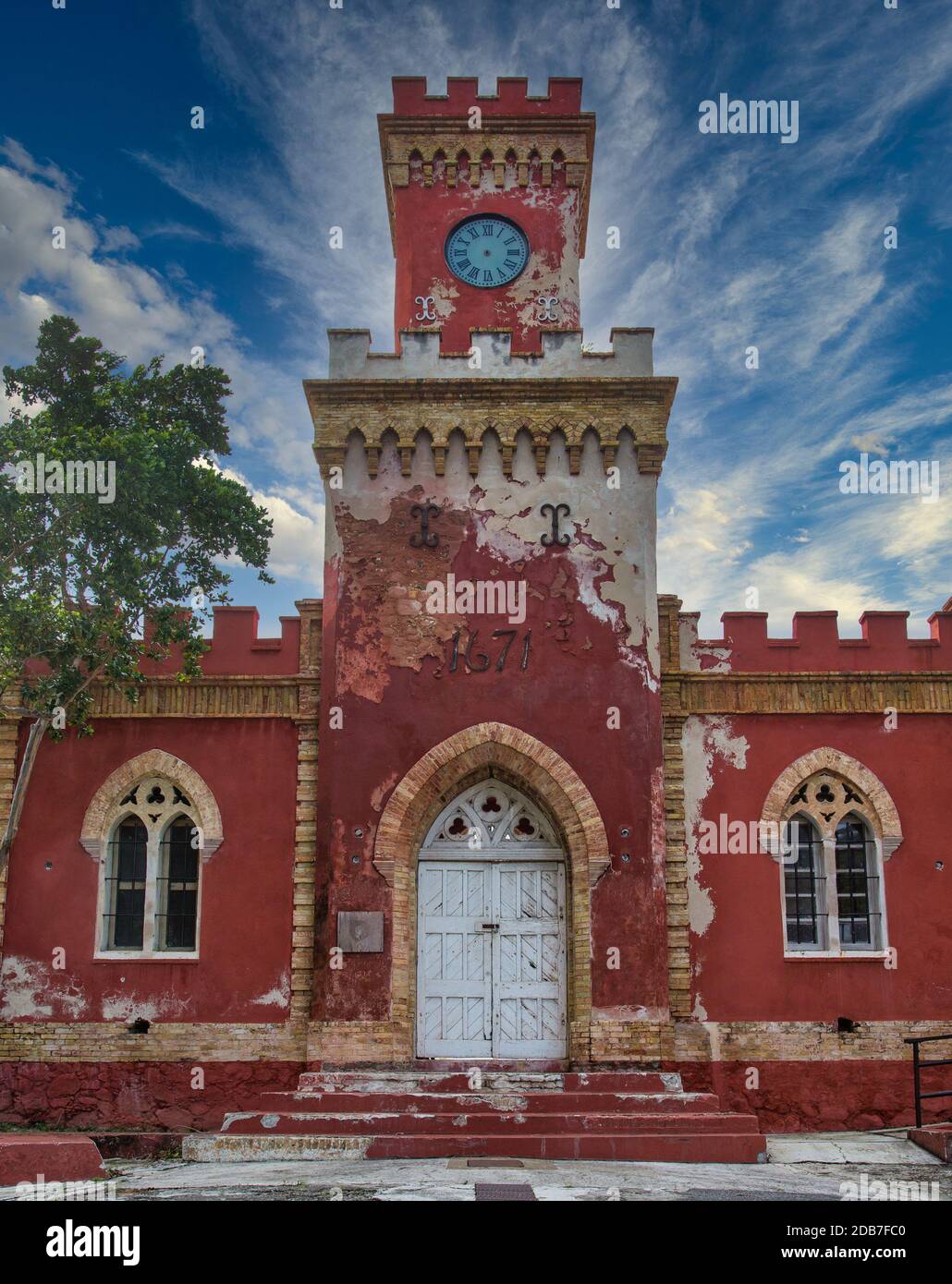 Old Red castle in Charlotte Amalie in St. Thomas, United States Virgin ...