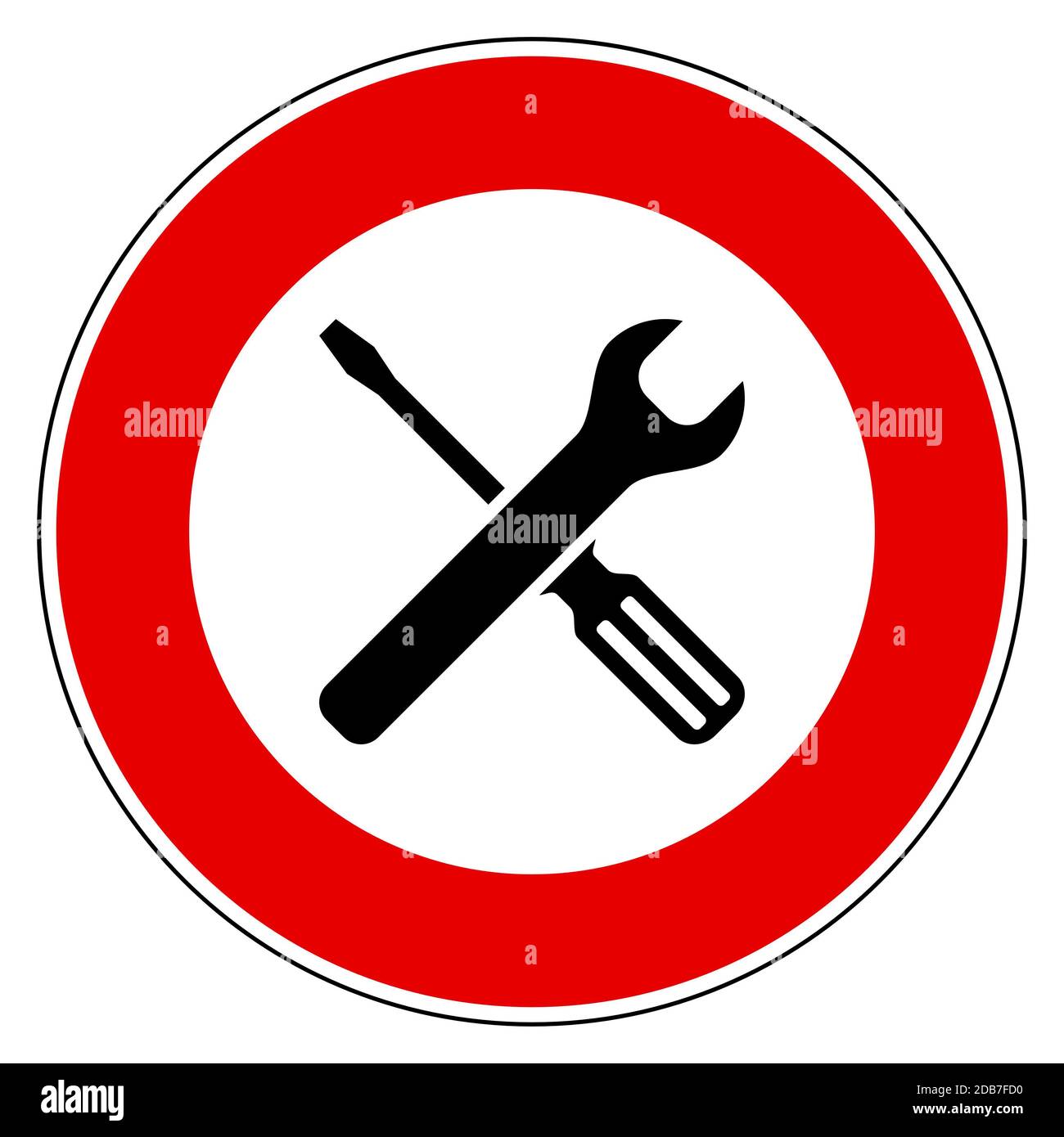 Tools and prohibition sign Stock Photo - Alamy
