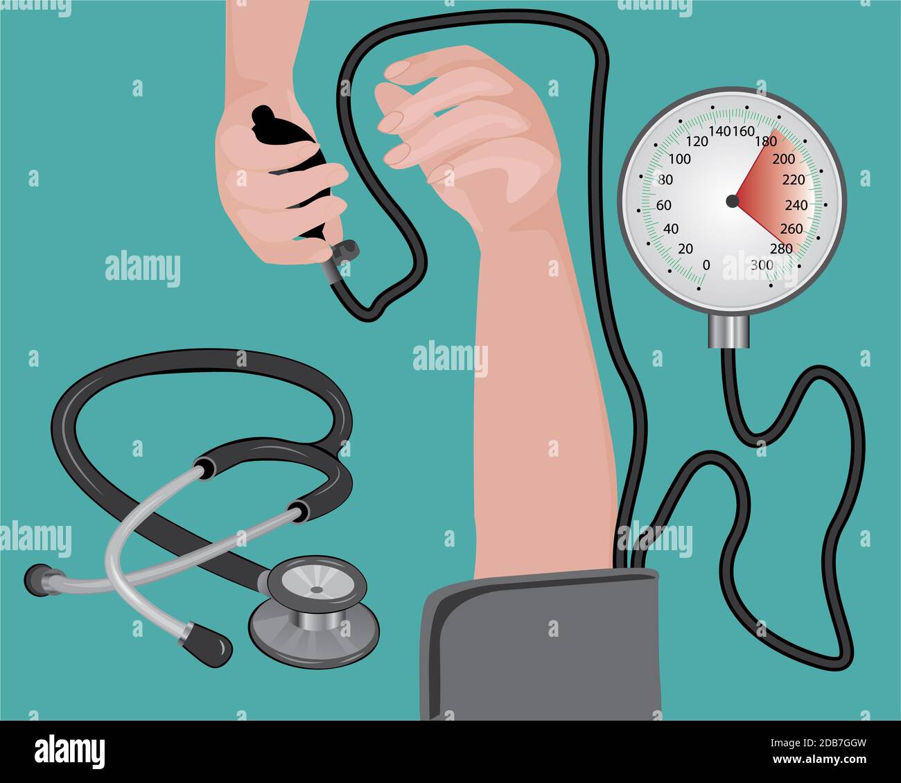 Blood pressure measuring cardio exam Stock Photo - Alamy