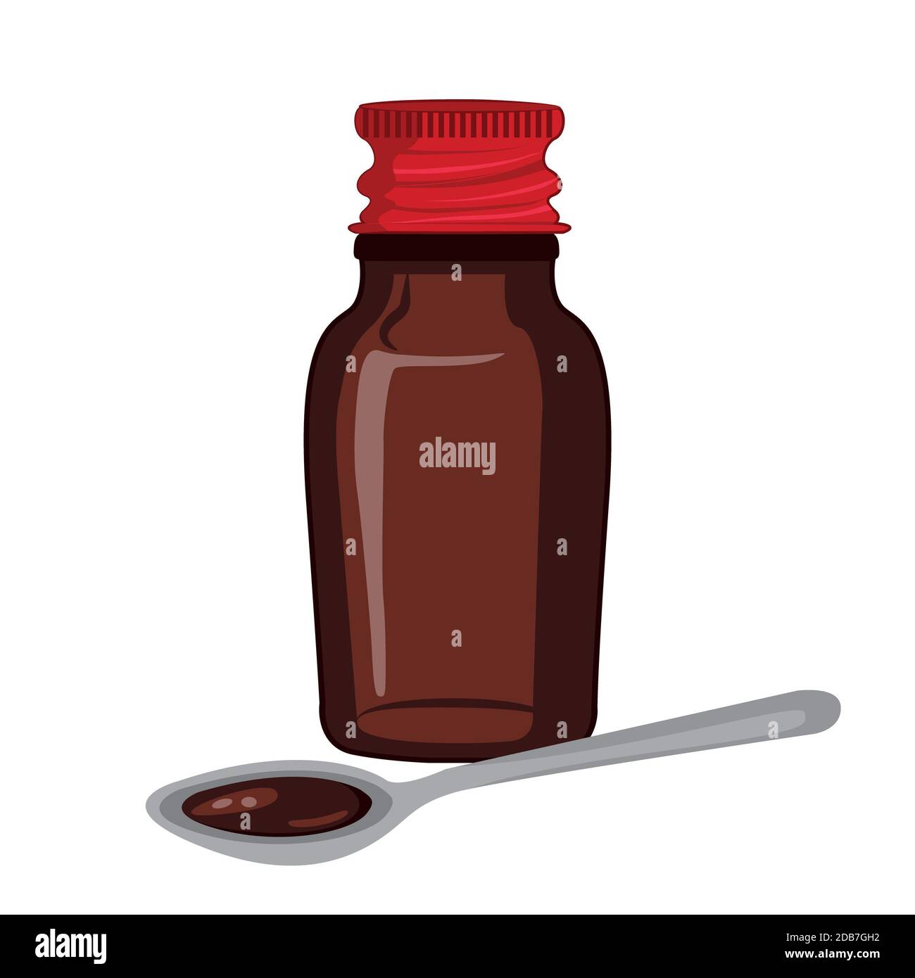 Bottle of medicine syrup and a spoon with remedy mixture vector ...