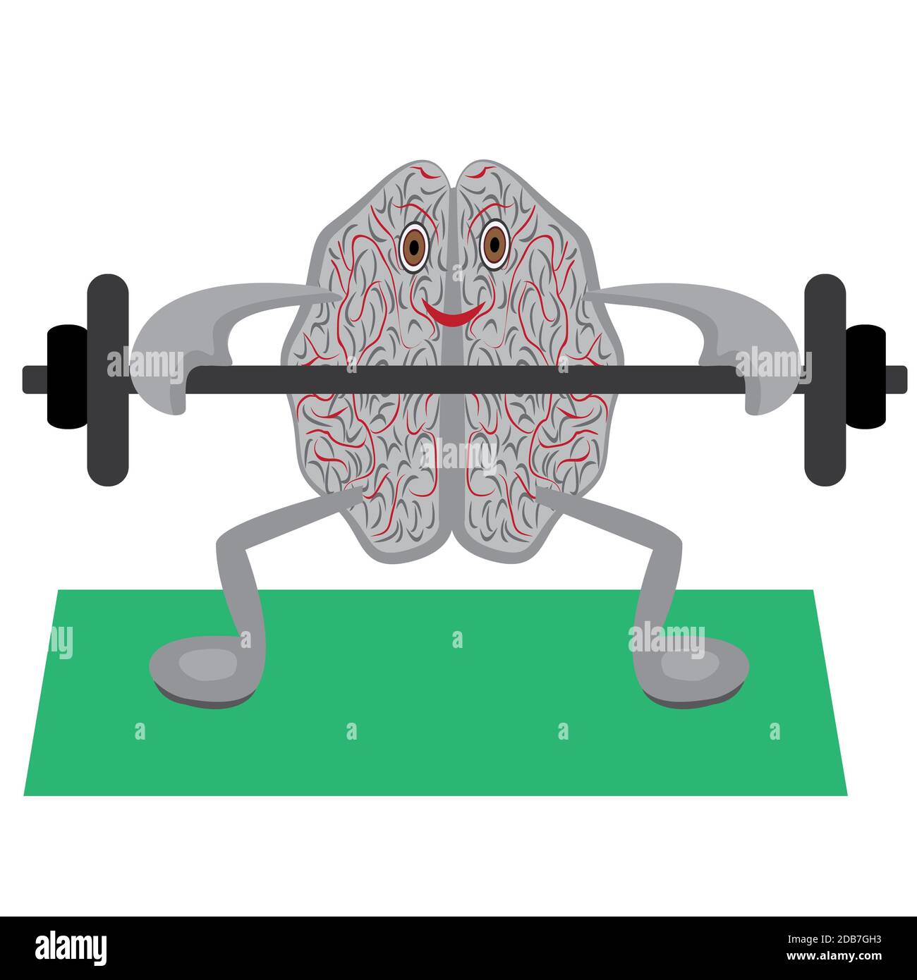 Brain doing exercises with barbell vector illustration symbolizing ...