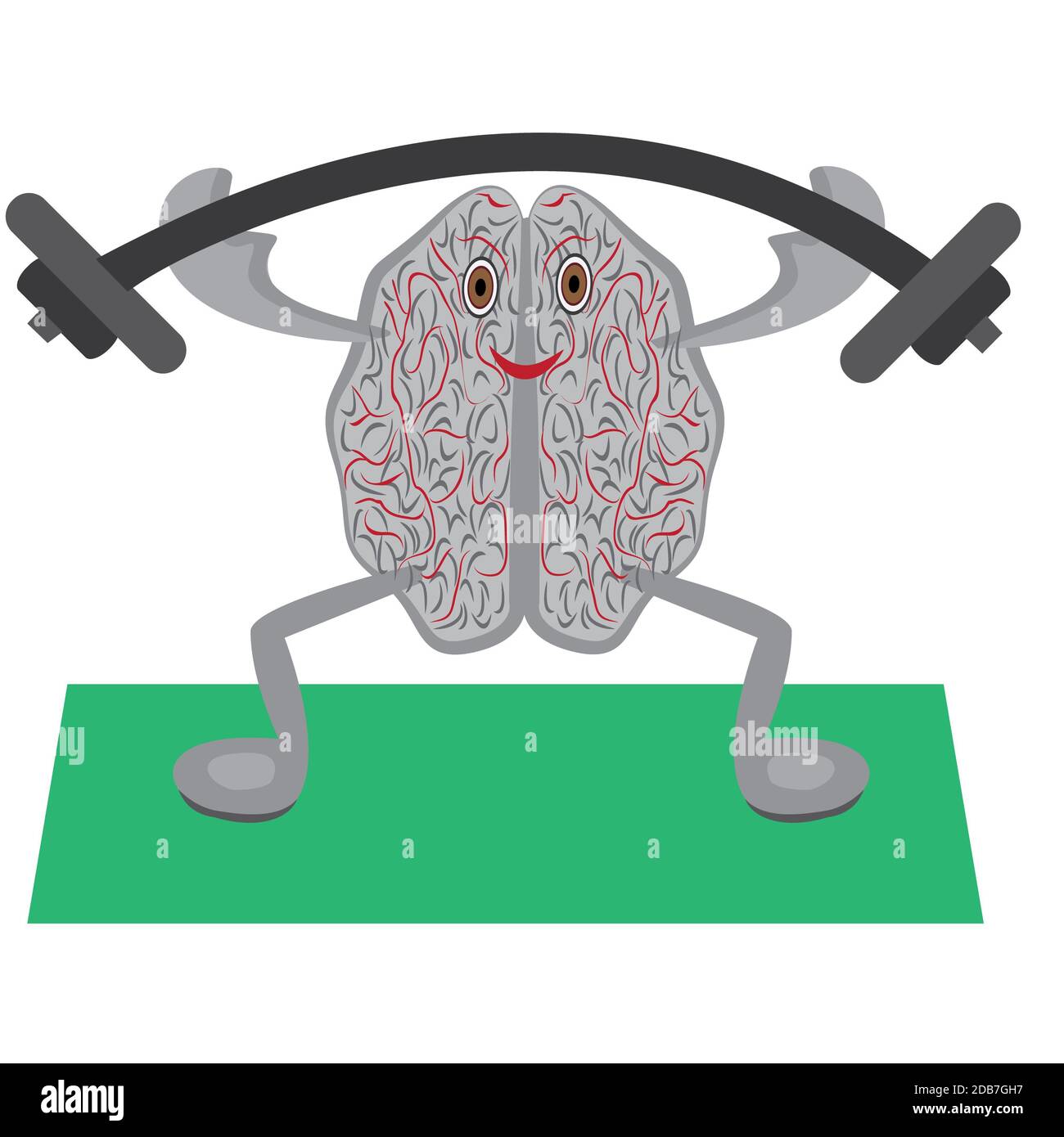 Brain doing exercises with barbell vector illustration symbolysing ...