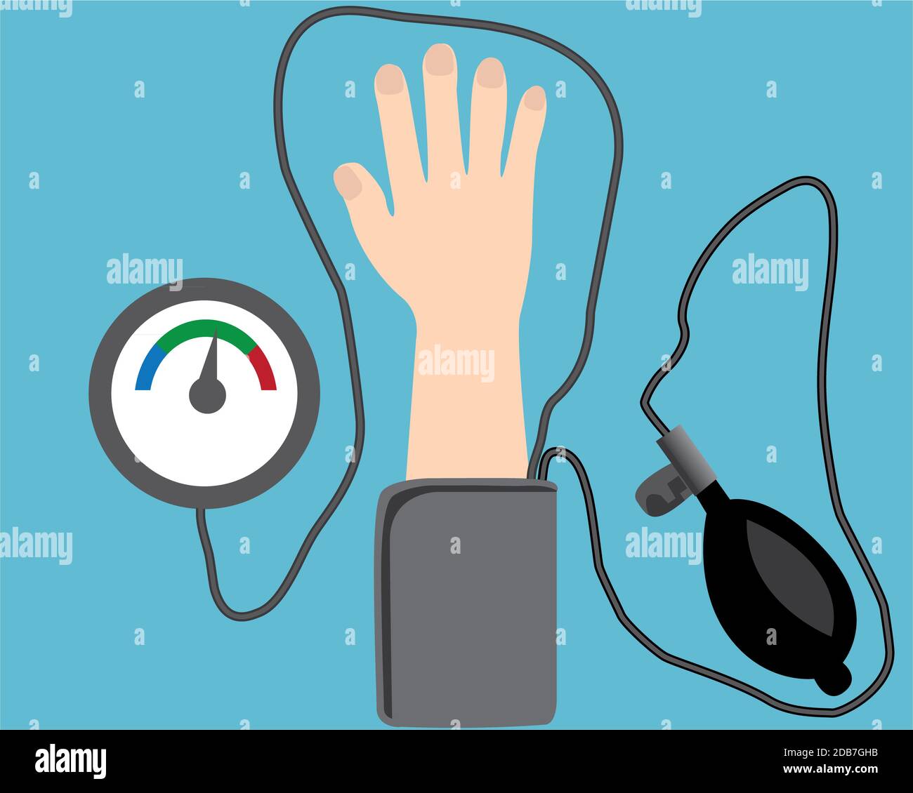 Blood pressure measuring device cardio exam vector illustration flat ...