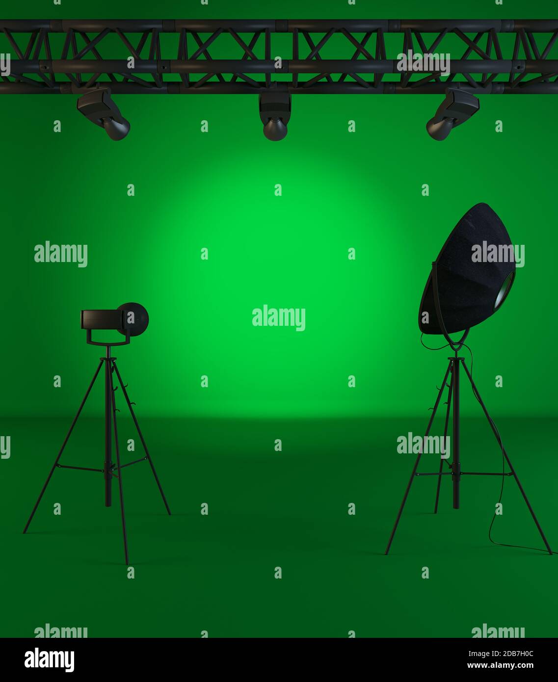 vintage green scene under tree spotlight with wall 3d rendering Stock ...