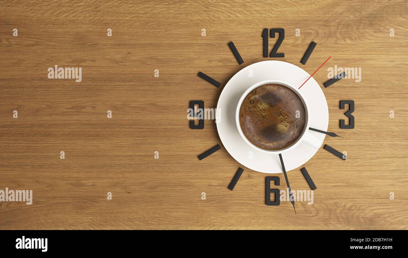 high-resolution coffee and time concept 3D rendering background for ...