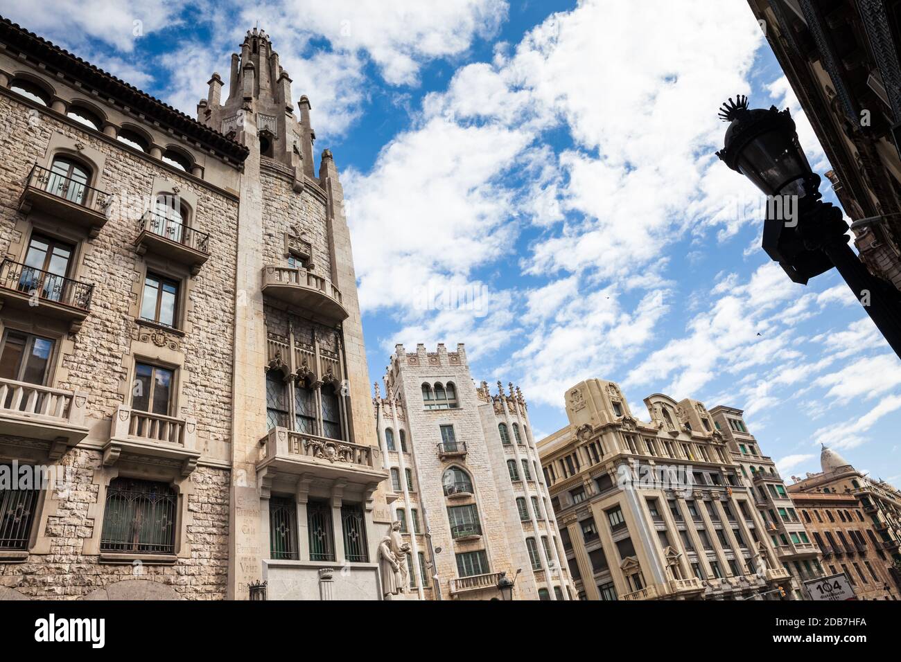 BARCELONA - MARCH, 2018: Buildings facades at the Gothic Square in ...