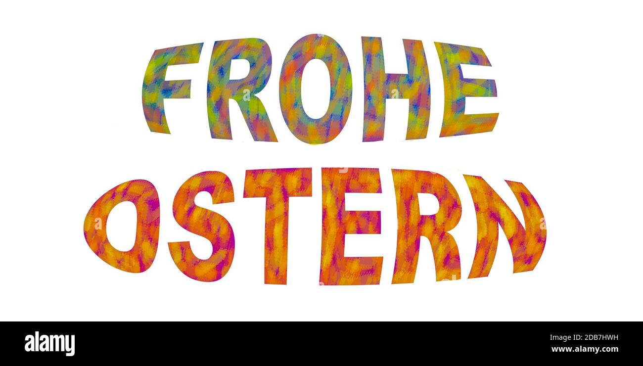 German Frohe Ostern Greeting letters white isolated Stock Photo - Alamy