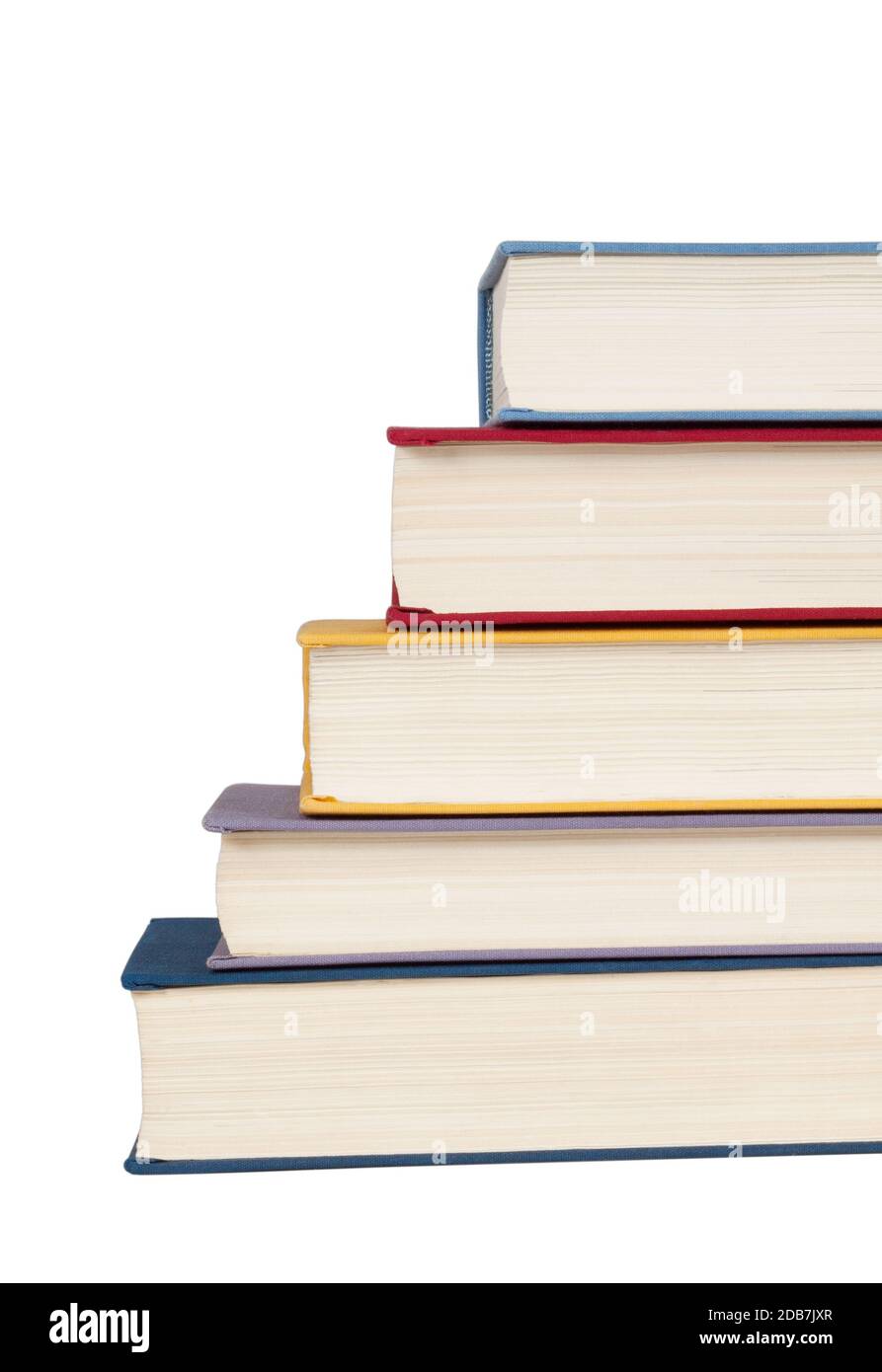 Pile of books stacked ladder isolated on white Stock Photo - Alamy