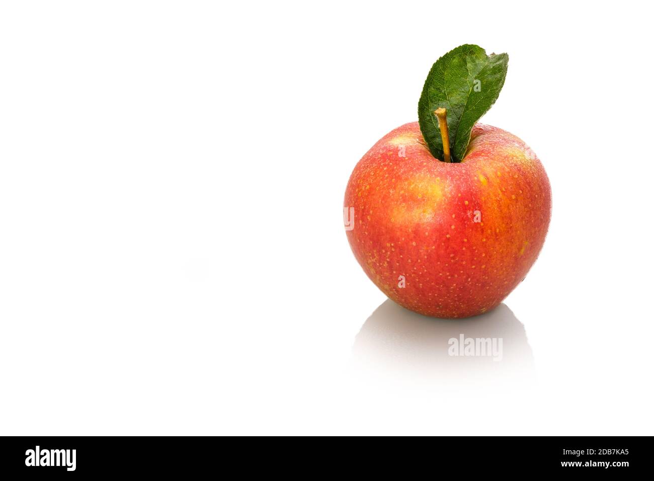Red apple sort wellant with leaf white isolated Stock Photo - Alamy