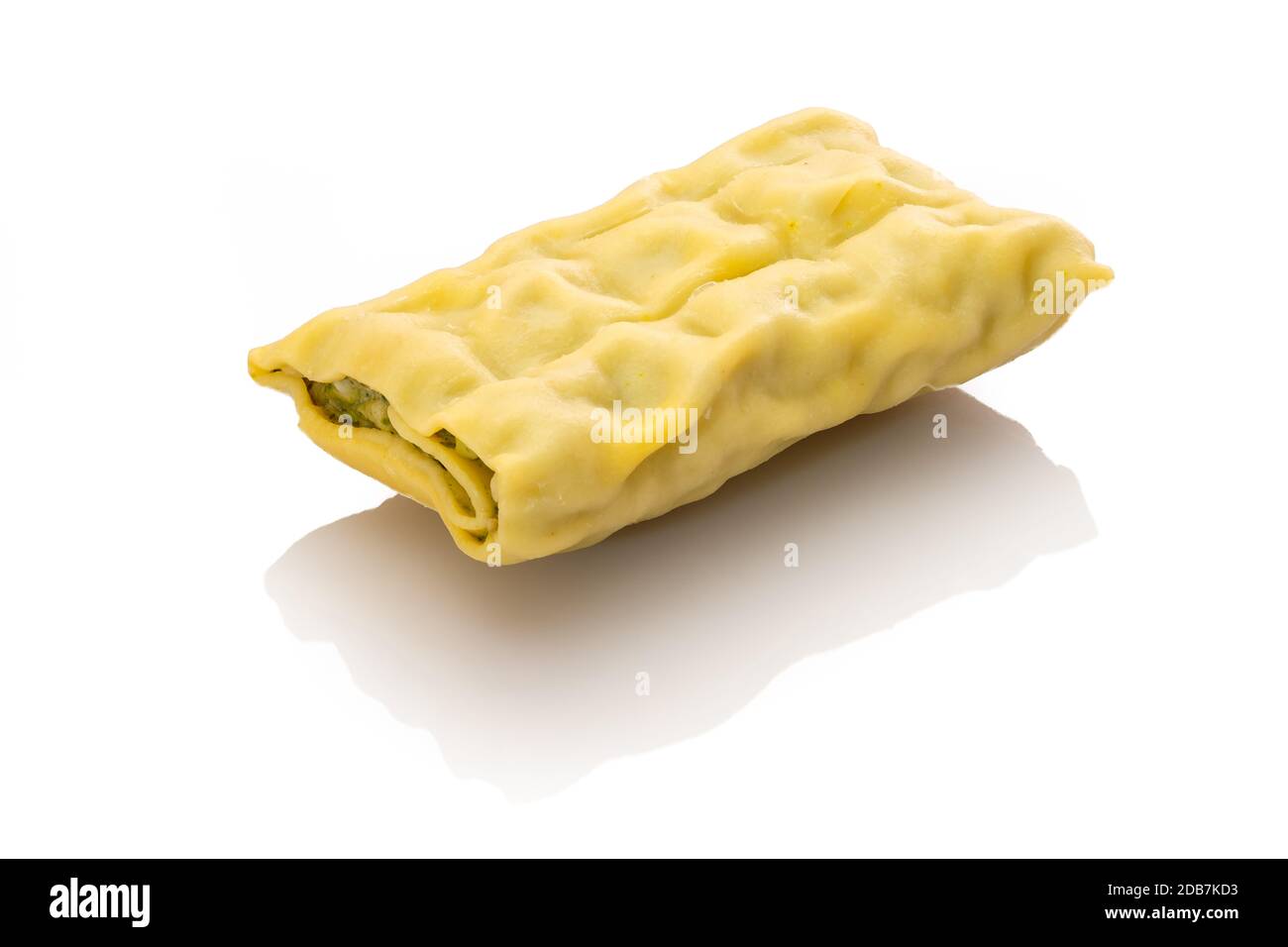 Single swabian dumpling maultasche ravioli white isolated Stock Photo ... Single swabian dumpling maultasche ravioli white isolated Stock Photo ...