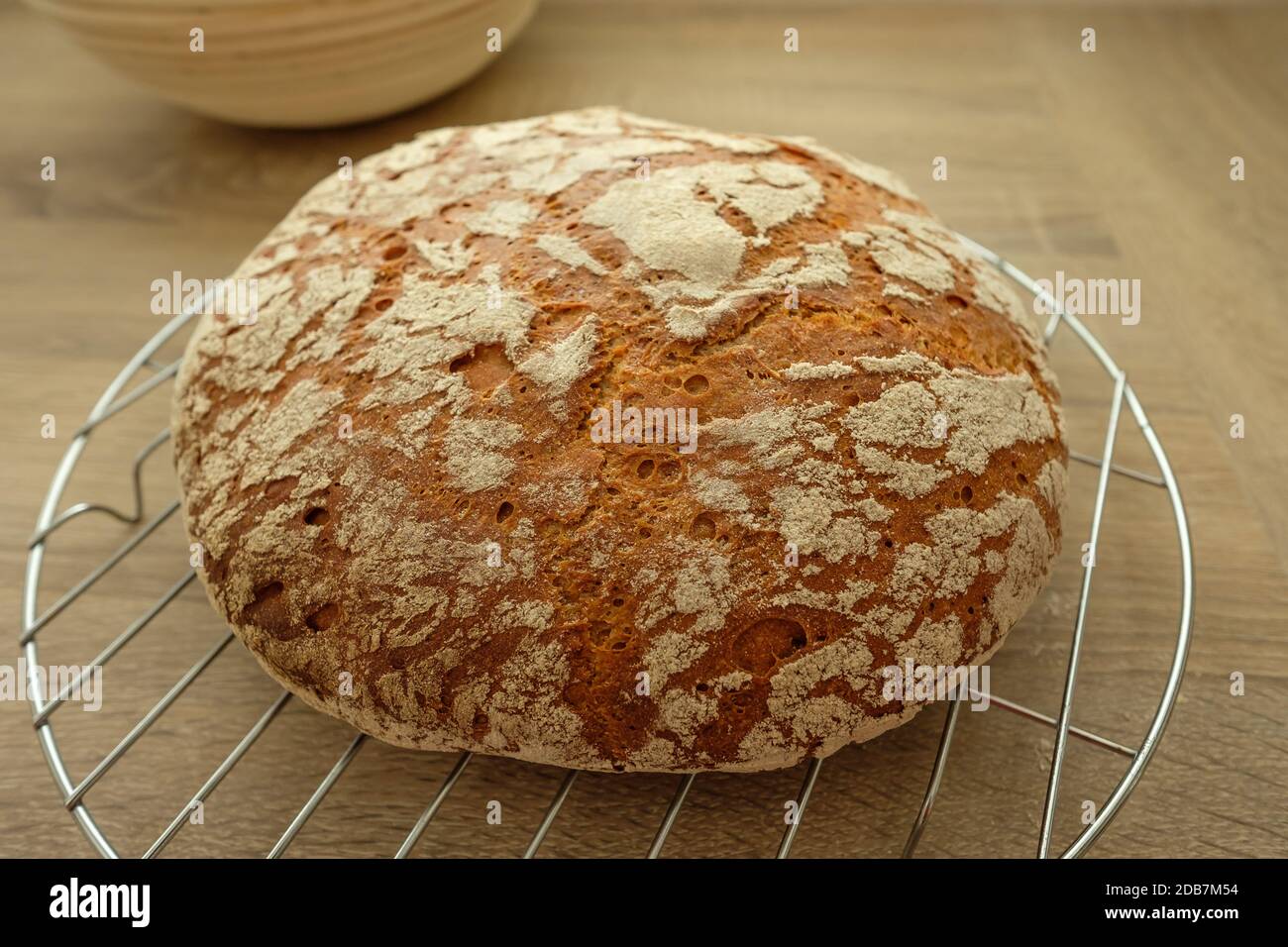 Fresh rye bread with crust on wooden tabel Stock Photo - Alamy