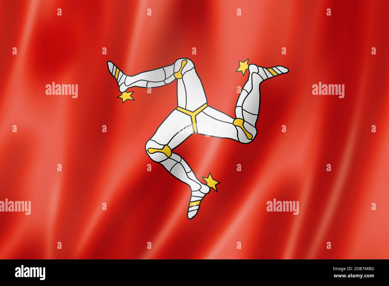Isle of Man flag, United Kingdom waving banner collection. 3D ...