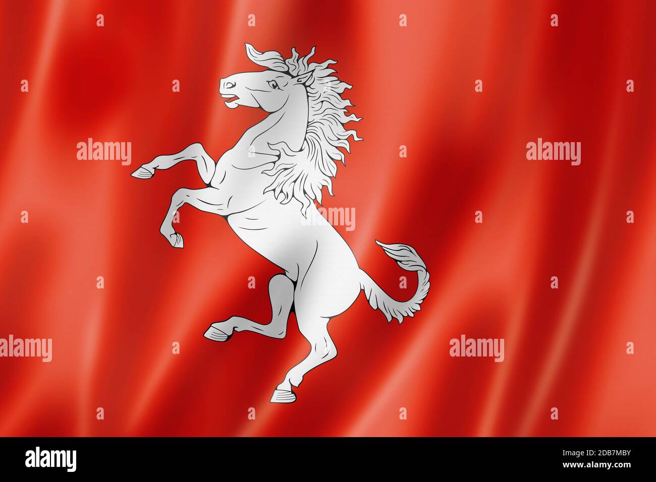 Kent County flag, United Kingdom waving banner collection. 3D ...