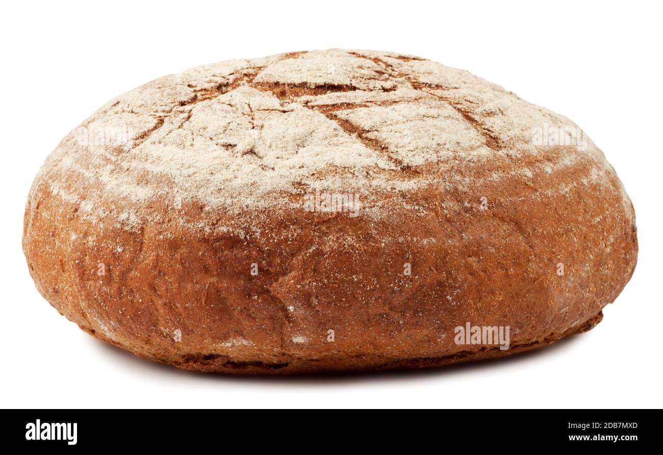 A loaf of bread dusted with flour isolated on white background Stock ...