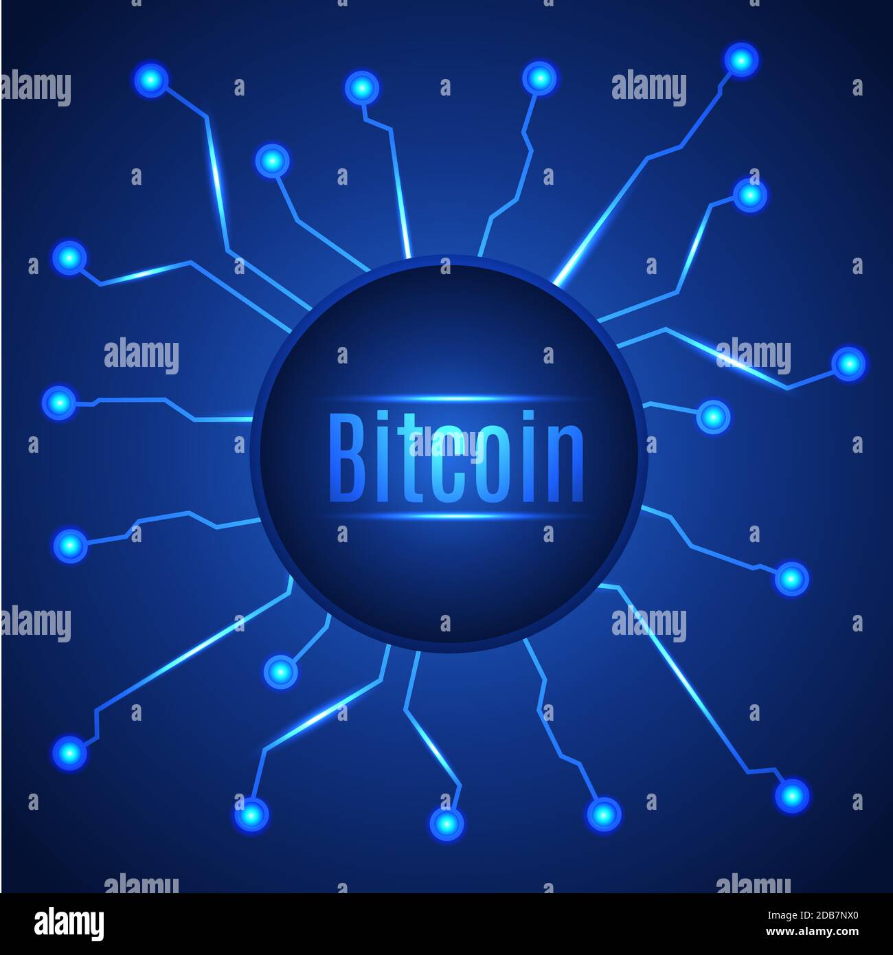 Blue bitcoin digital currency circle banner. Vector illustration Stock ...