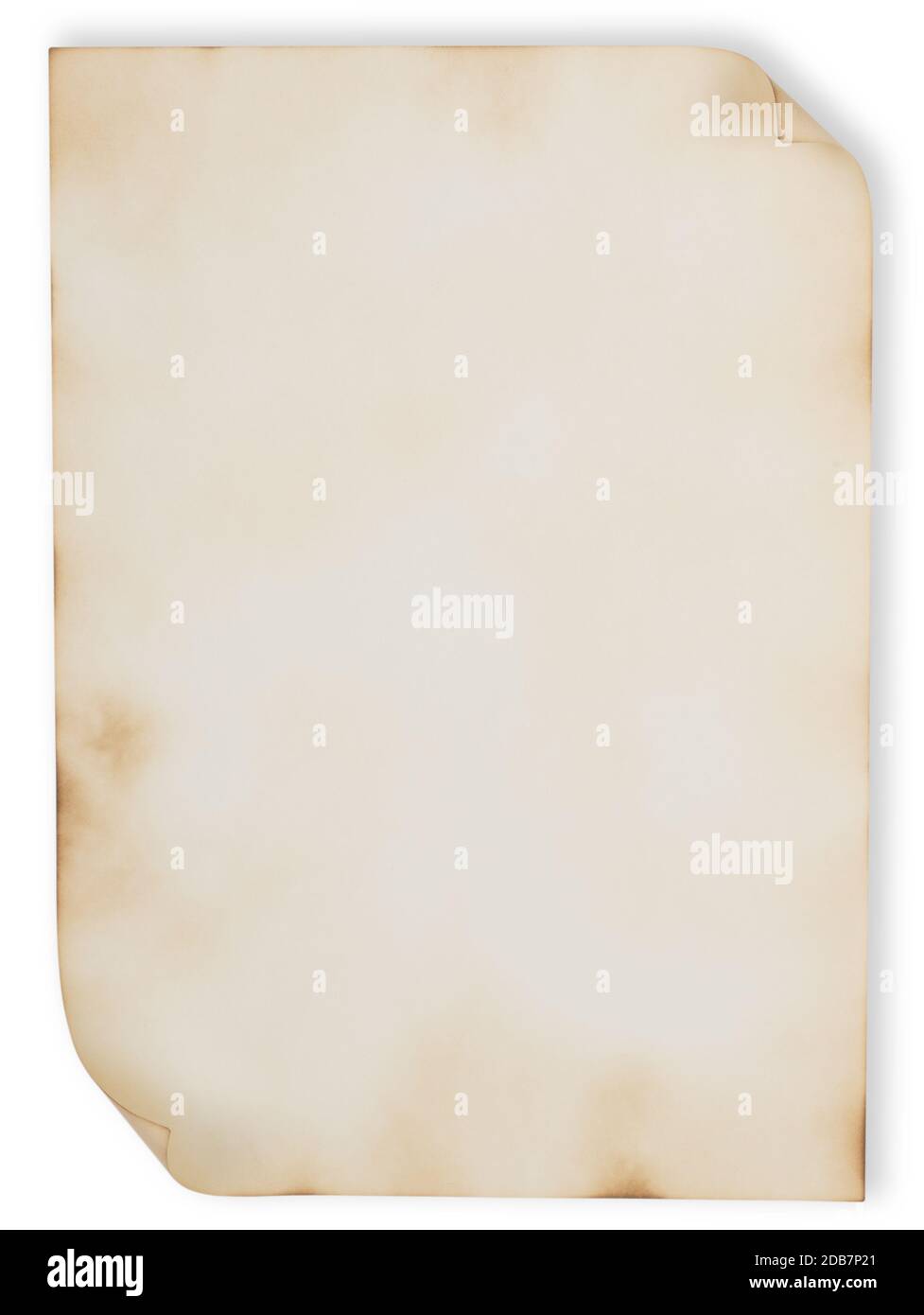 Sheet of old burnt paper isolated on white background Stock Photo - Alamy
