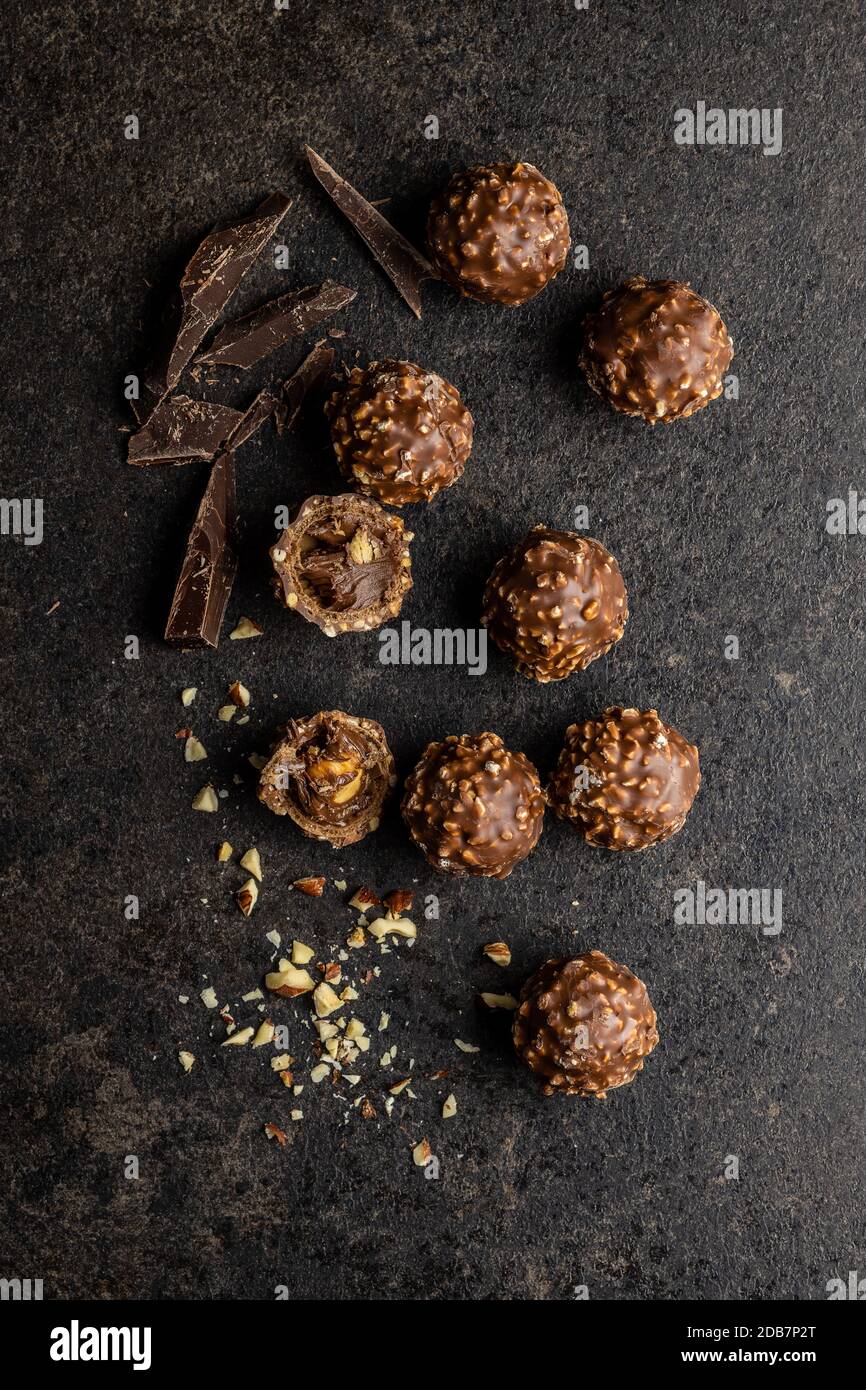 Top view belgian chocolate pralines hi-res stock photography and images ...