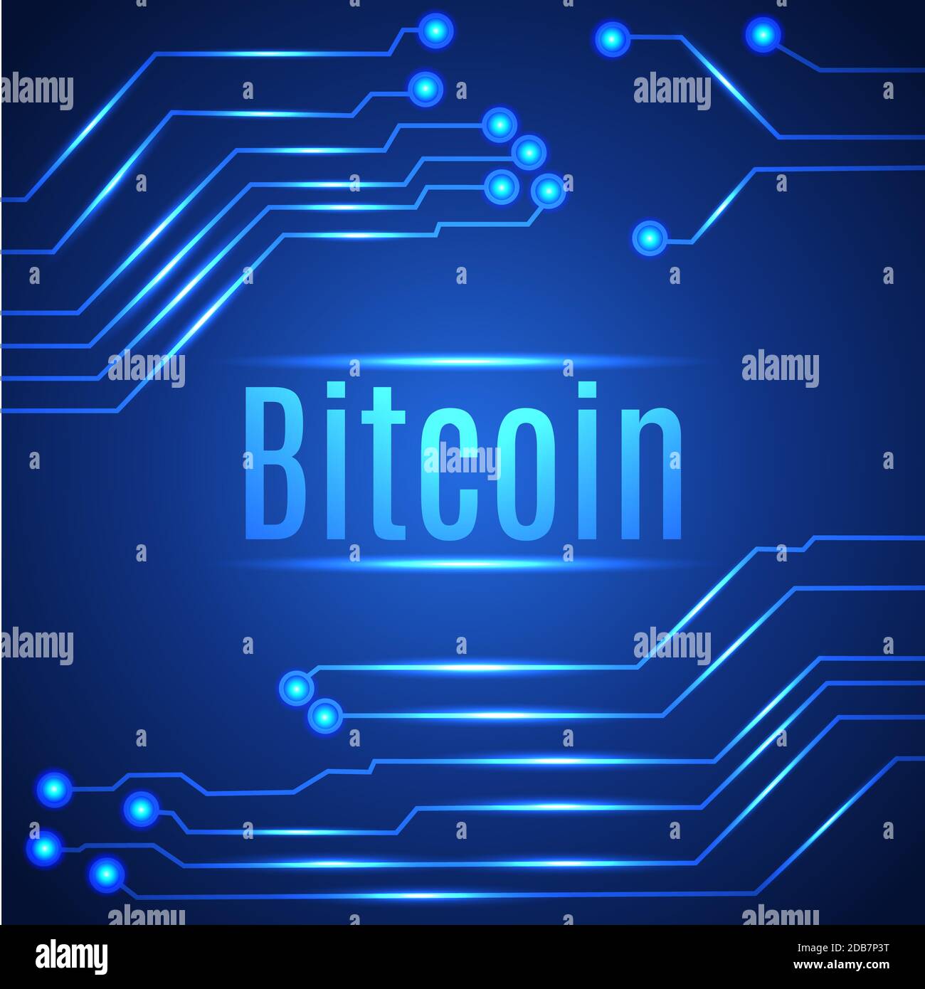 Blue bitcoin digital currency concept on circuit board. Vector ...