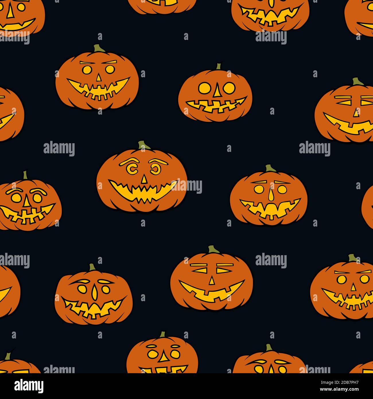 hand drawn jack-o-lantern seamless pattern - halloween background Stock ...