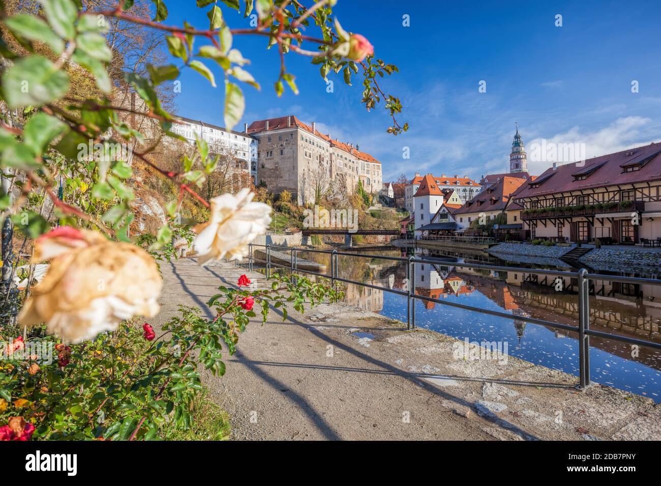 Cesky Krumlov with castle during autumn season in Czech Republic Stock ...